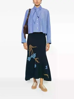 Maje Striped Beaded Cotton Poplin Shirt
