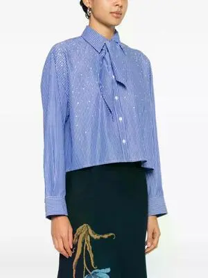 Maje Striped Beaded Cotton Poplin Shirt
