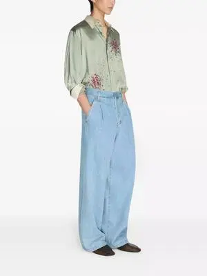 Dries Van Noten Pleated Wide Leg Jeans