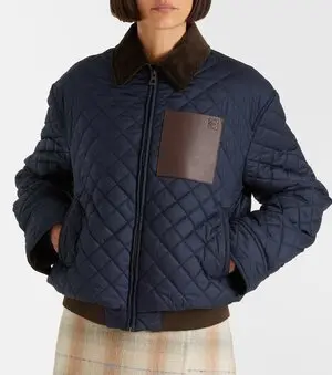 Loewe Corduroy-trimmed Quilted Blouson Jacket - Blue