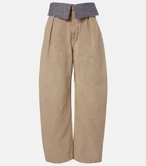 Loewe Wool-trimmed Barrel-leg Jeans - Beige