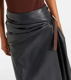 Loewe Asymmetric Draped Leather Midi Skirt