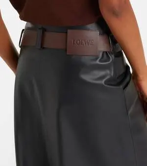 Loewe Asymmetric Draped Leather Midi Skirt