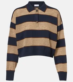 Brunello Cucinelli Wool, Cashmere, And Silk Polo Sweater - Blue