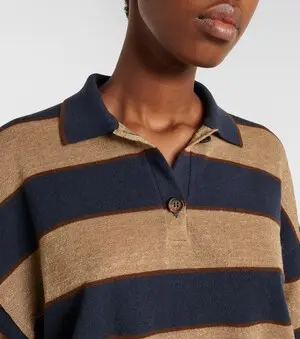 Brunello Cucinelli Wool, Cashmere, And Silk Polo Sweater - Blue