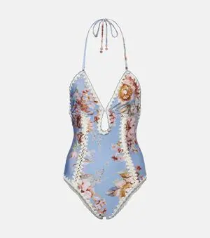 Zimmermann Awaken Floral One-piece Swimsuit - Blue