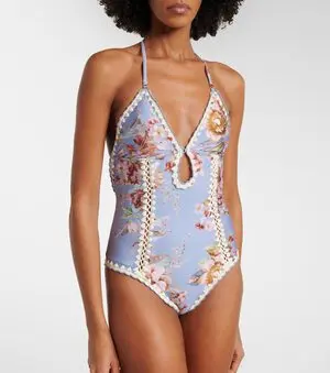 Zimmermann Awaken Floral One-piece Swimsuit - Blue