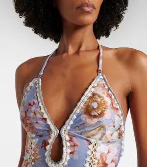 Zimmermann Awaken Floral One-piece Swimsuit - Blue