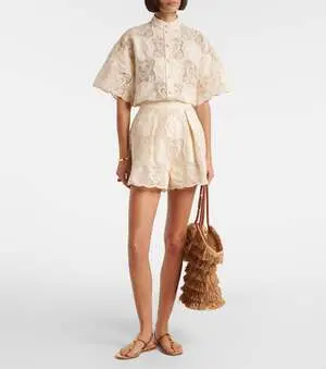 Zimmermann Wanderlust Crochet Cotton-blend Shorts