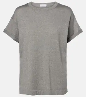 Brunello Cucinelli Cashmere And Silk-blend T-shirt - Grey