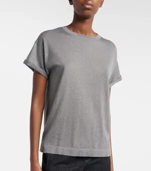 Brunello Cucinelli Cashmere And Silk-blend T-shirt - Grey
