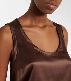 Brunello Cucinelli Silk-blend Satin Tank Top - Brown