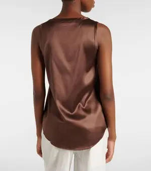 Brunello Cucinelli Silk-blend Satin Tank Top - Brown