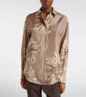 Brunello Cucinelli Floral Print Silk Shirt