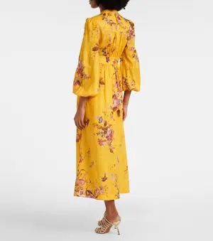 Zimmermann Floral Linen Midi Dress