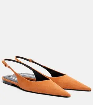 Victoria Beckham Suede Slingback Flats - Orange