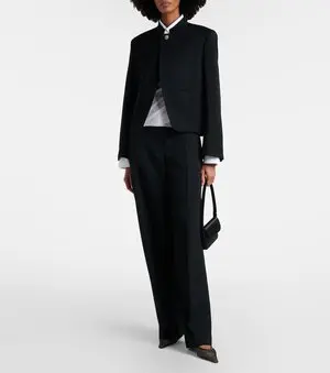 Victoria Beckham Leather-trimmed Mesh Mules