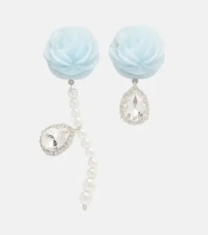 Magda Butrym Rose Embellished Drop Earrings - Blue