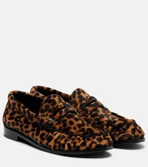 Saint Laurent Le Loafer Calf Hair Penny Loafers - Brown