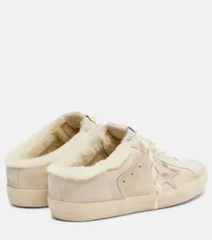 GOLDEN GOOSE Super-star Shearling-lined Suede Sneakers - White