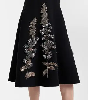 Oscar De La Renta Embellished Jacquard Midi Dress