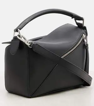 Loewe Puzzle Small Fringed Leather Shoulder Bag - Black