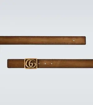 Gucci Double G Reversible Suede And Leather Belt