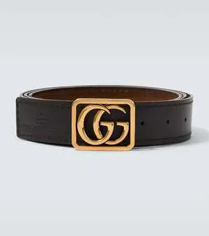 Gucci Double G Reversible Suede And Leather Belt