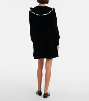 GANNI Lace-trimmed Velvet Mini Dress