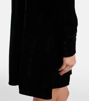 GANNI Lace-trimmed Velvet Mini Dress