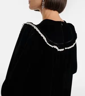GANNI Lace-trimmed Velvet Mini Dress