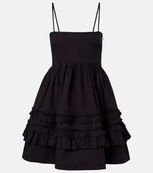 GANNI Ruffled Cotton-blend Minidress