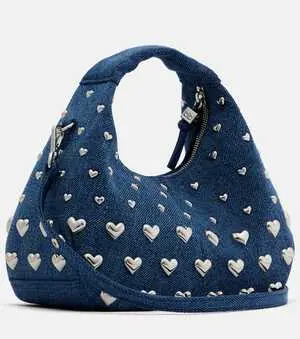 GANNI Mini Studded Denim Top Handle Bag