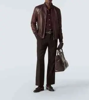 Brioni Leather Bomber Jacket