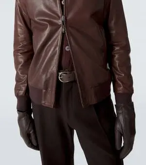 Brioni Leather Bomber Jacket
