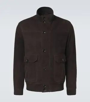 Brioni Suede Bomber Jacket - Brown