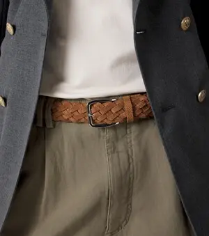 Brunello Cucinelli Braided Suede Belt - Brown