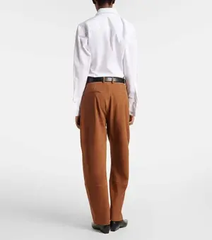 RÓHE Suede Barrel-leg Trousers - Brown