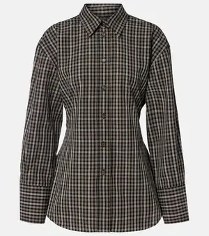 RÓHE Checked Cotton Shirt - Black