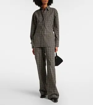 RÓHE Checked Cotton Shirt - Black