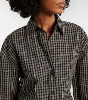 RÓHE Checked Cotton Shirt - Black