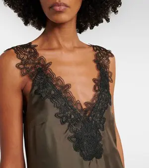 RÓHE Lace-trimmed Silk Maxi Dress - Brown