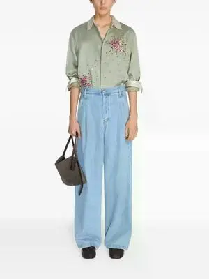 Dries Van Noten Pleated Wide Leg Jeans