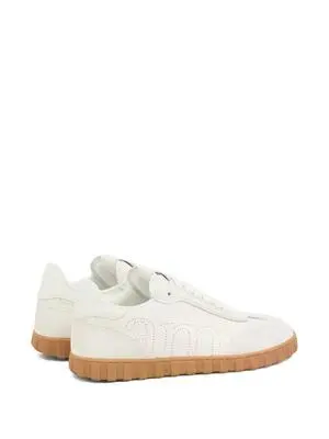 AMI Paris Perforated Logo Leather Sneakers - Neutrals