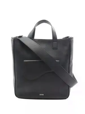 Dior 2010s Saddle Leather Tote Bag - Black