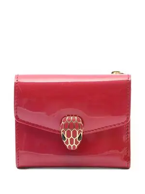 BVLGARI 2010s Bi-fold Snake Leather Wallet - Red