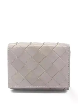 Bottega Veneta 2000s Intrecciato Trifold Leather Wallet - Grey