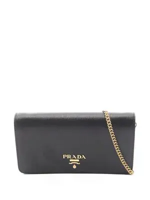 Prada 2010s Chain Leather Wallet - Black