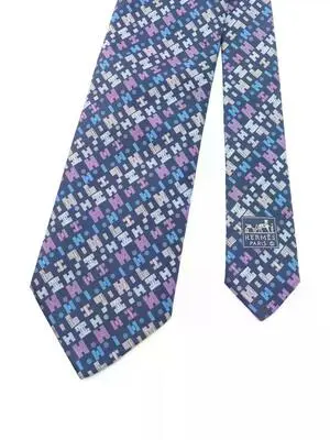 Hermès 2010s Patterned Standard Silk Tie