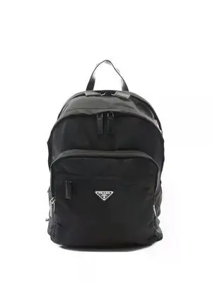 Prada 2010s Logo Backpack - Black